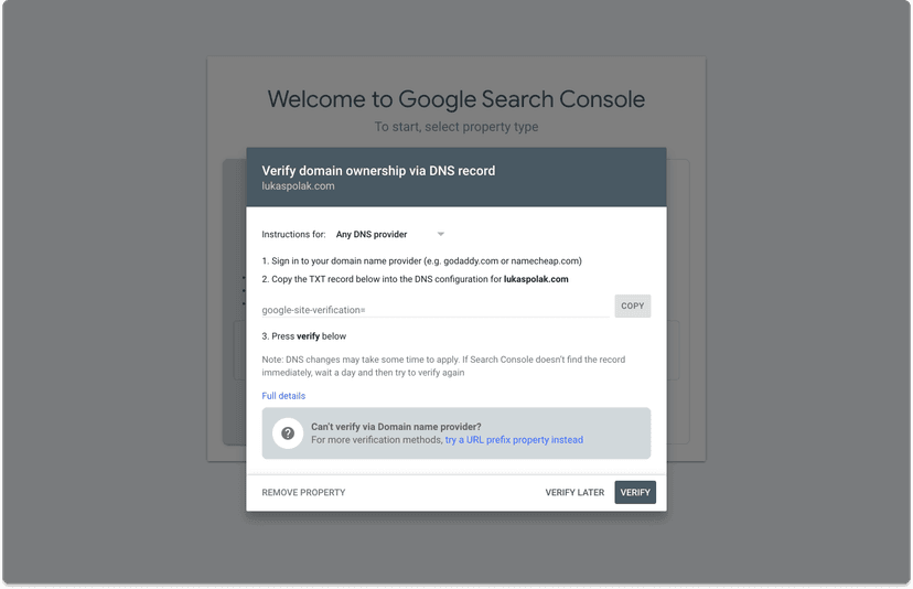 How to Verify Google Search Console Domain with Vercel | Lukas Polak
