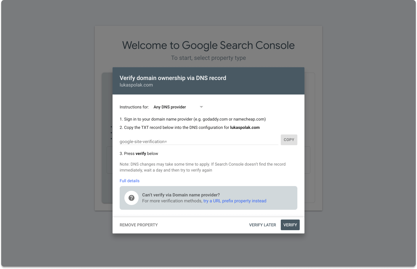 How to verify Google Search Console domain with Vercel | Lukas Polak